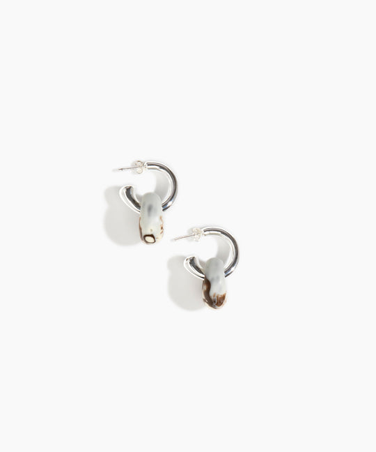 Small Splash Earrings | Grass / Silver-Plated Brass Hoop