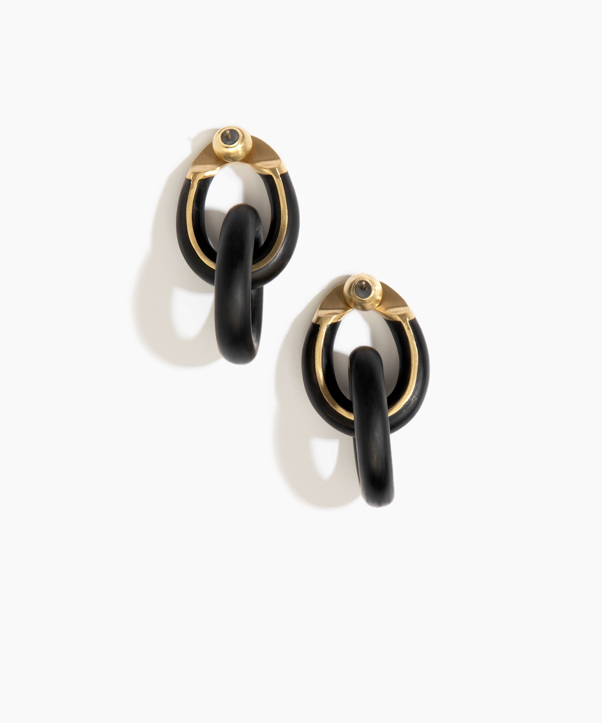 Large Rock Chain Earrings | Water / Brushed Silver-Plated Brass / Studs