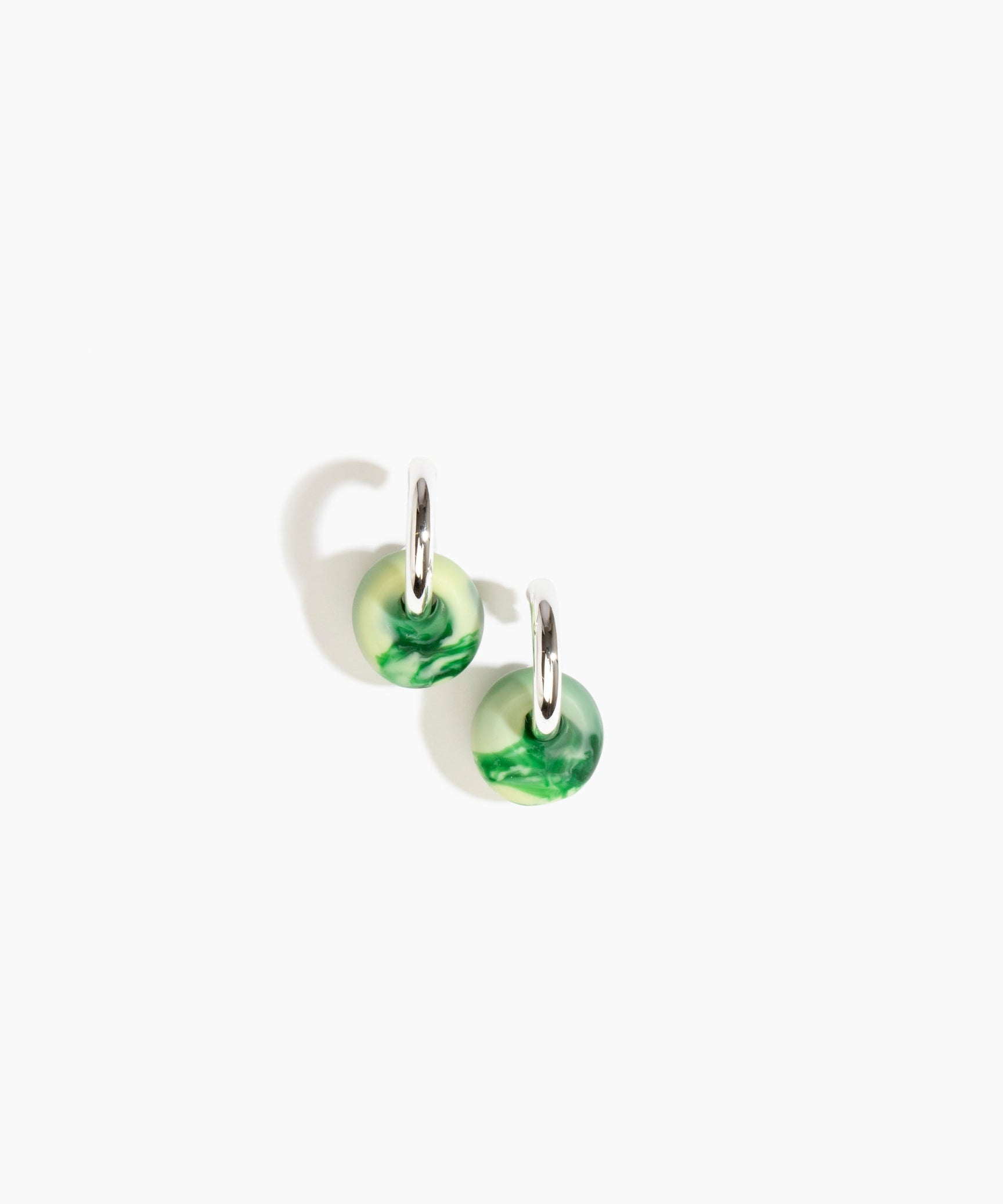 Small Splash Earrings | Grass / Silver-Plated Brass Hoop